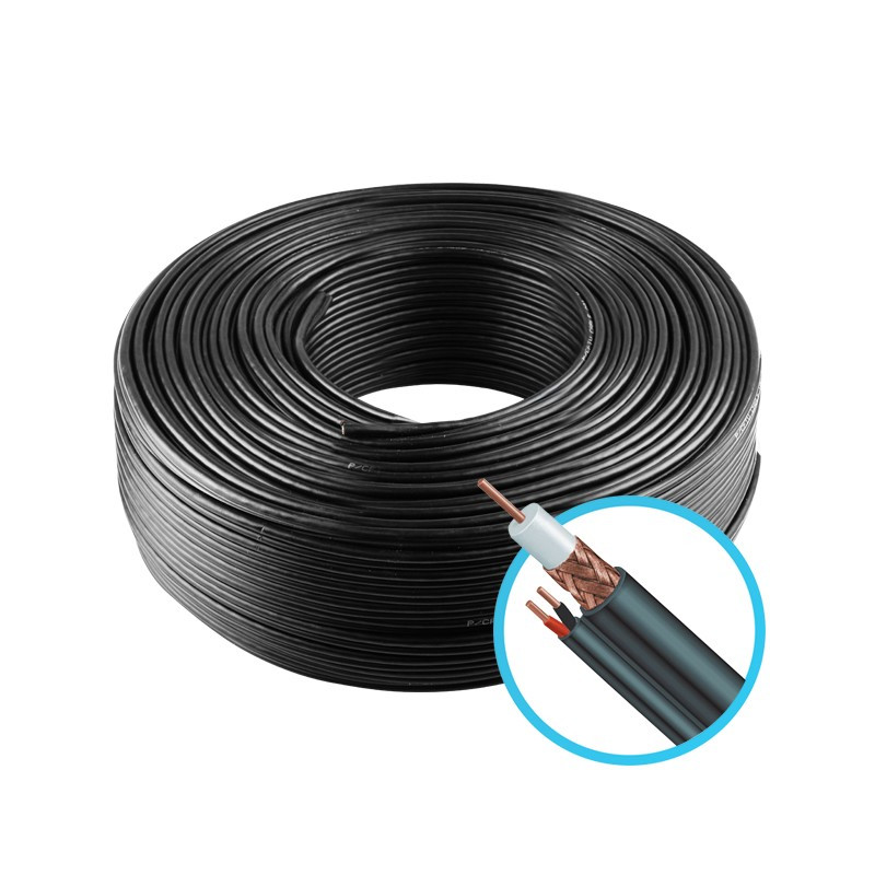 Cabo Cftv Coaxial Rg59 Bipolar 4mm Preto 100 Mt - Chipsce