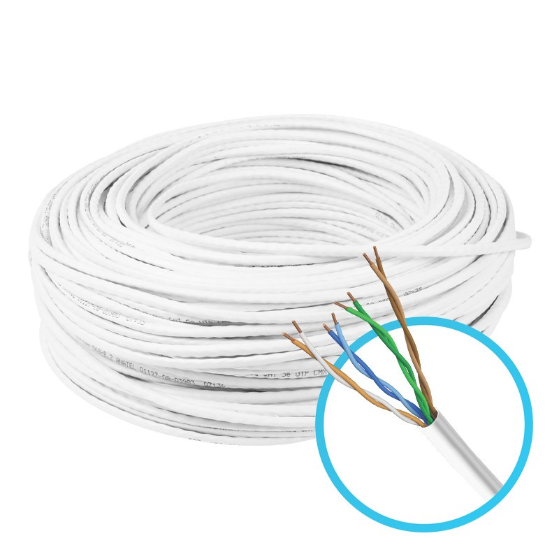 CABO DE REDE BRANCO 4 PARES CAT5-E INT/EXT MEGATRON Rolo com 100MTS