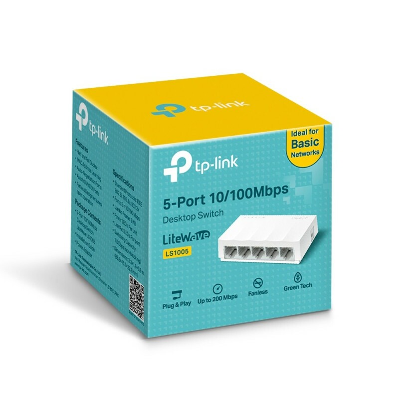TP-LINK HUB SWITCH 05P LS1005 10/100MBPS PLASTIC CASE