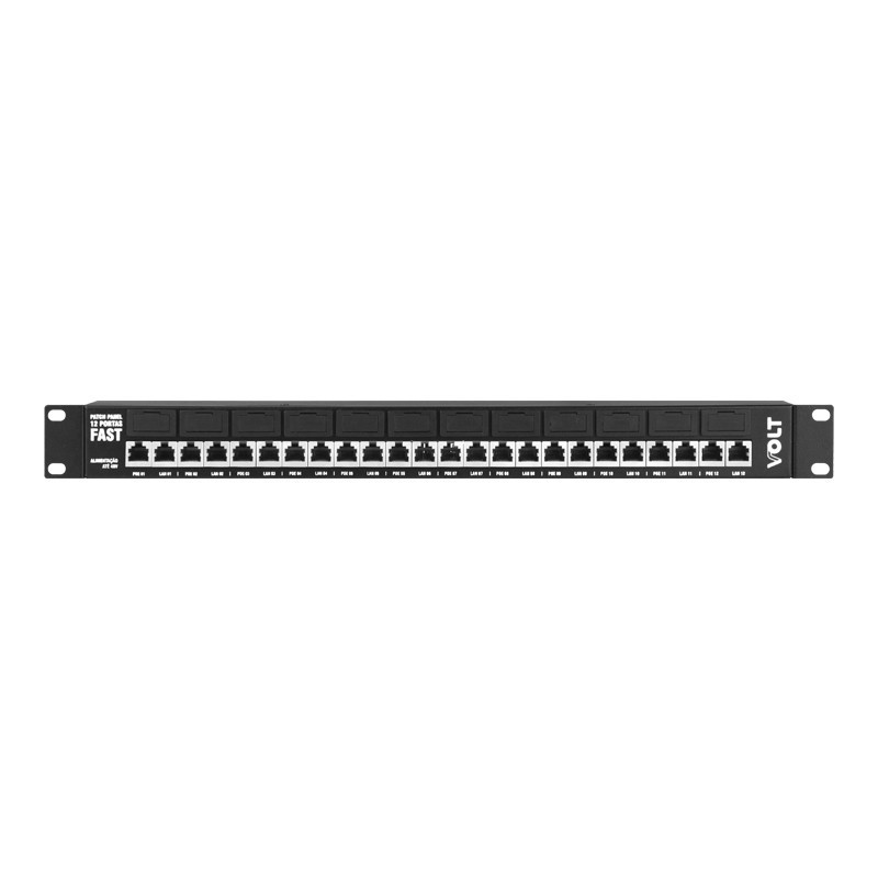 PATCH PANEL POE 12 PORTAS FAST ETHERNET 48V - VOLT