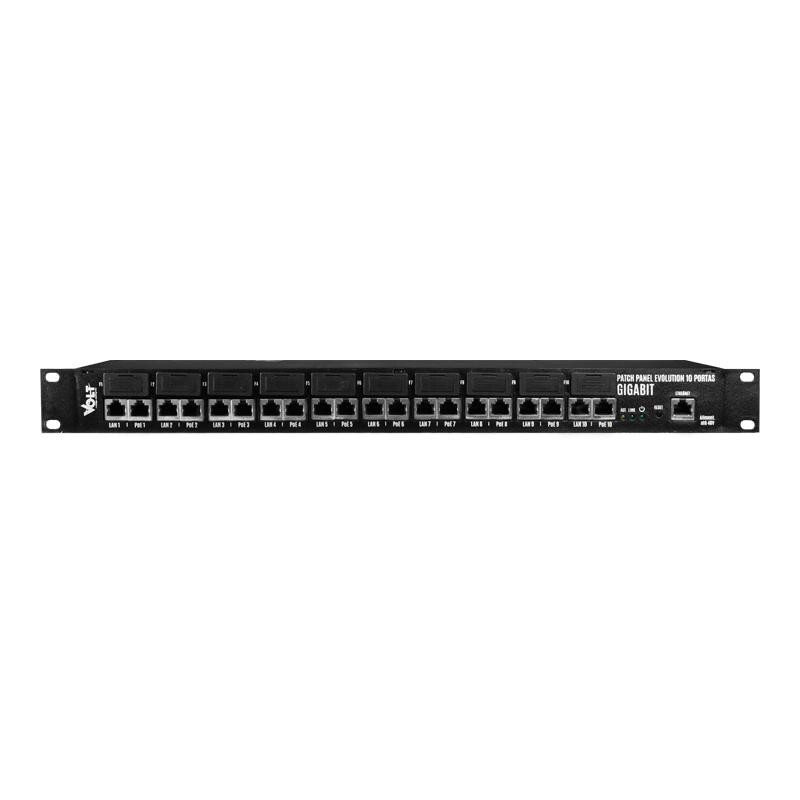 PATCH PANEL POE 10 PORTAS GIGABIT EVOLUTION 48V GERENCIÁVEL - VOLT